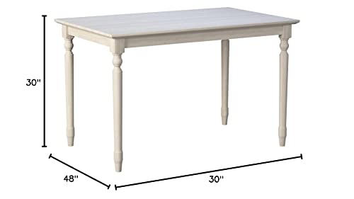 International Concepts Table Top Solid with Wood Standard Height Turned Legs, 30 by 48-Inch, Unfinished