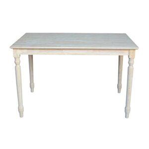 International Concepts Table Top Solid with Wood Standard Height Turned Legs, 30 by 48-Inch, Unfinished