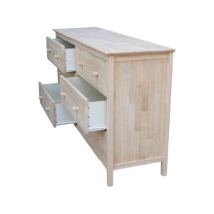 International Concepts Dresser with 6 Drawers, Unfinished