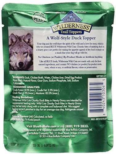 Blue Buffalo Wilderness Trail Toppers Chunky Duck Bites Dog Food, 24 By 3 Oz.