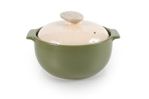 neoflam kiesel 1qt non-stick ceramic casserole pot, dutch oven, clay pot, stockpot for stew, soup, steam, scratch resistant, oven safe, heat resistant, lime