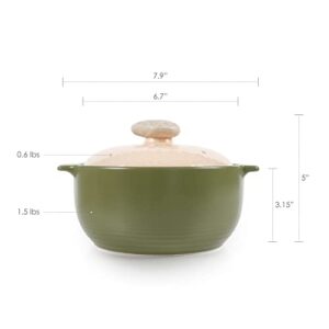 Neoflam Kiesel 1qt Non-Stick Ceramic Casserole Pot, Dutch Oven, Clay Pot, Stockpot for Stew, Soup, Steam, Scratch Resistant, Oven Safe, Heat Resistant, Lime