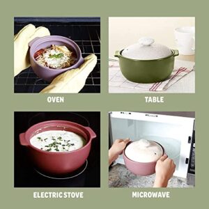 Neoflam Kiesel 1qt Non-Stick Ceramic Casserole Pot, Dutch Oven, Clay Pot, Stockpot for Stew, Soup, Steam, Scratch Resistant, Oven Safe, Heat Resistant, Lime