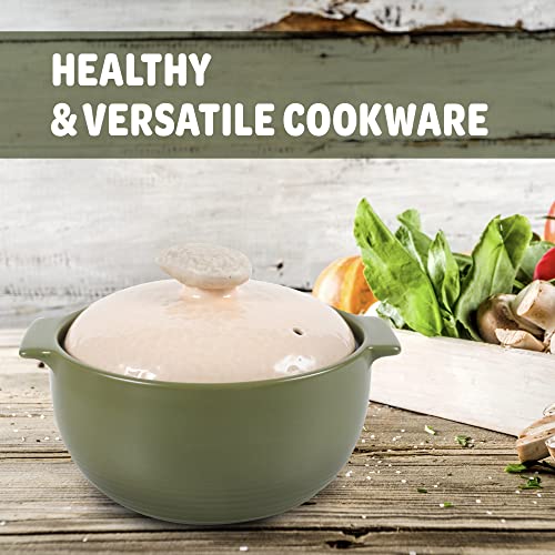 Neoflam Kiesel 1qt Non-Stick Ceramic Casserole Pot, Dutch Oven, Clay Pot, Stockpot for Stew, Soup, Steam, Scratch Resistant, Oven Safe, Heat Resistant, Lime