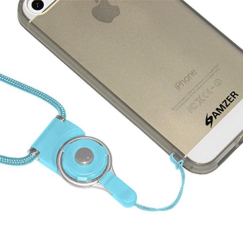 Amzer Detachable Cell Phone Neck Lanyard for Universal - Retail Packaging - Light Blue