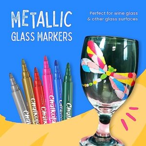 Chalkola Liquid Chalk Markers & Metallic Colors Pack of 16 Chalk Pens - For Chalkboard, Blackboards, Window, Glass, Bistro | 6mm Reversible Bullet & Chisel Tip Erasable Ink