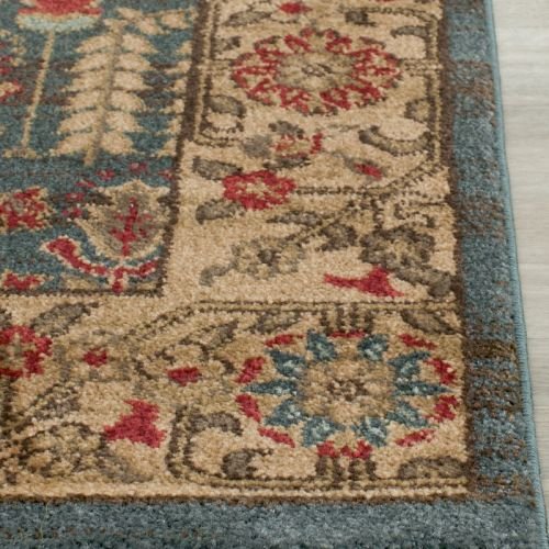 SAFAVIEH Mahal Collection Accent Rug - 4' x 5'7", Navy & Natural, Traditional Oriental Design, Non-Shedding & Easy Care, Ideal for High Traffic Areas in Entryway, Living Room, Bedroom (MAH697E)