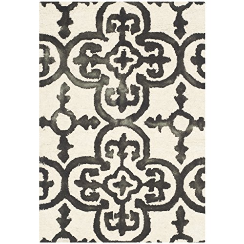 SAFAVIEH Dip Dye Collection 2' x 3' Ivory/Charcoal DDY711D Handmade Moroccan Watercolor Premium Wool Accent Rug