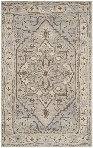 SAFAVIEH Heritage Collection Accent Rug - 4' x 6', Beige & Grey, Handmade Traditional Oriental Wool, Ideal for High Traffic Areas in Entryway, Living Room, Bedroom (HG866A)