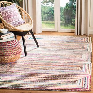 SAFAVIEH Nantucket Collection Accent Rug - 3' x 5', Ivory, Handmade Boho Abstract Cotton & Wool, Ideal for High Traffic Areas in Entryway, Living Room, Bedroom (NAN604A)