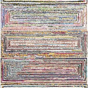 SAFAVIEH Nantucket Collection Accent Rug - 3' x 5', Ivory, Handmade Boho Abstract Cotton & Wool, Ideal for High Traffic Areas in Entryway, Living Room, Bedroom (NAN604A)