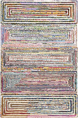 SAFAVIEH Nantucket Collection Accent Rug - 3' x 5', Ivory, Handmade Boho Abstract Cotton & Wool, Ideal for High Traffic Areas in Entryway, Living Room, Bedroom (NAN604A)