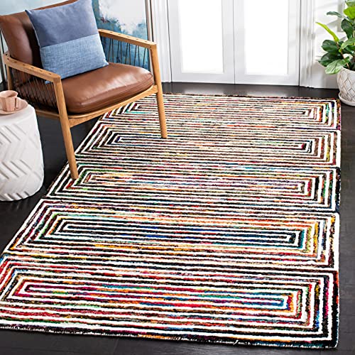 SAFAVIEH Nantucket Collection Accent Rug - 3' x 5', Ivory, Handmade Boho Abstract Cotton & Wool, Ideal for High Traffic Areas in Entryway, Living Room, Bedroom (NAN604A)