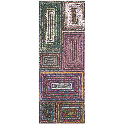 SAFAVIEH Nantucket Collection Accent Rug - 2' x 3', Charcoal, Handmade Boho Abstract Cotton & Wool, Ideal for High Traffic Areas in Entryway, Living Room, Bedroom (NAN609A)