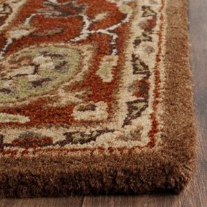 SAFAVIEH Heritage Collection Area Rug - 5' x 8', Moss & Rust, Handmade Traditional Oriental Wool, Ideal for High Traffic Areas in Living Room, Bedroom (HG952A)