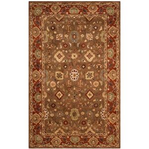 SAFAVIEH Heritage Collection Area Rug - 5' x 8', Moss & Rust, Handmade Traditional Oriental Wool, Ideal for High Traffic Areas in Living Room, Bedroom (HG952A)