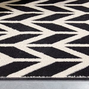 Well Woven Miami Bourban Chevron Black Modern Area Rug 3'3" X 5'3"