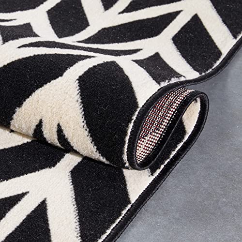 Well Woven Miami Bourban Chevron Black Modern Area Rug 3'3" X 5'3"