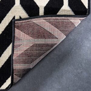 Well Woven Miami Bourban Chevron Black Modern Area Rug 3'3" X 5'3"