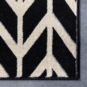 Well Woven Miami Bourban Chevron Black Modern Area Rug 3'3" X 5'3"