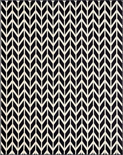 Well Woven Miami Bourban Chevron Black Modern Area Rug 3'3" X 5'3"