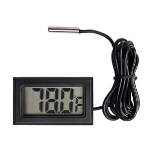 qooltek digital lcd thermometer temperature gauge aquarium thermometer with probe for vehicle reptile terrarium fish tank refrigerator(fahrenheit)