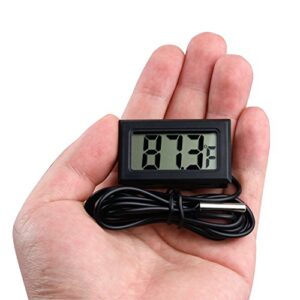 Qooltek Digital LCD Thermometer Temperature Gauge Aquarium Thermometer with Probe for Vehicle Reptile Terrarium Fish Tank Refrigerator(Fahrenheit)