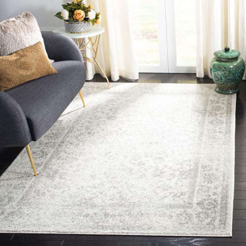 SAFAVIEH Adirondack Collection Area Rug - 9' x 12', Ivory & Silver, Oriental Distressed Design, Non-Shedding & Easy Care, Ideal for High Traffic Areas in Living Room, Bedroom (ADR109C)