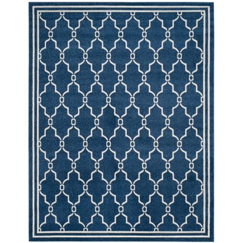 SAFAVIEH Amherst Collection Area Rug - 8' x 10', Navy & Beige, Trellis Design, Non-Shedding & Easy Care, Ideal for High Traffic Areas in Living Room, Bedroom (AMT414P)