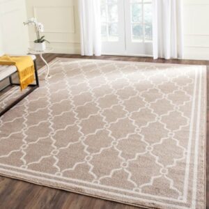 SAFAVIEH Amherst Collection Area Rug - 8' x 10', Navy & Beige, Trellis Design, Non-Shedding & Easy Care, Ideal for High Traffic Areas in Living Room, Bedroom (AMT414P)