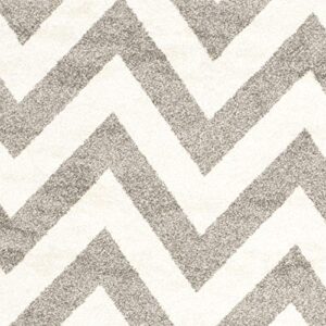 SAFAVIEH Amherst Collection 7' Round Dark Grey/Beige AMT419R Chevron Non-Shedding Dining Room Entryway Foyer Living Room Bedroom Area Rug