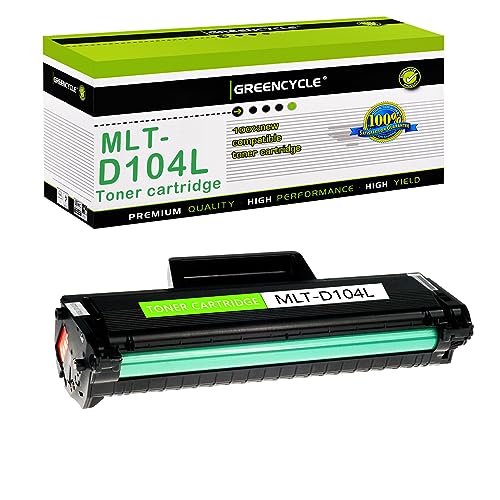 GREENCYCLE 1 Pack Black Toner Cartridges MLT-D104L Compatible for Samsung ML-1665 SCX-3201 3206 Series