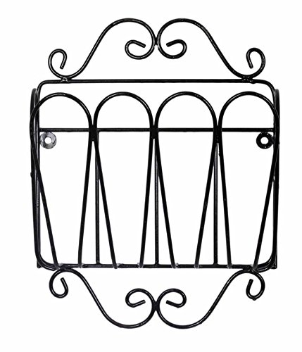 Laredo Wrought Iron Single Pocket Wall Magazine Rack-16 Inches Tall x 12.25 Inches Wide x 4 Inches Deep. Bronze Color. Handmade.