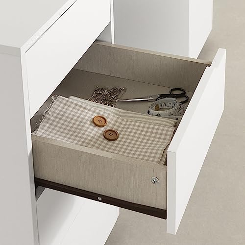 South Shore Crea Craft Table on Wheels with Sliding Shelf, Storage Drawers and Scratchproof Surface, Pure White