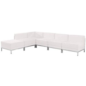 flash furniture hercules imagination series white leathersoft sectional configuration, 6 pieces