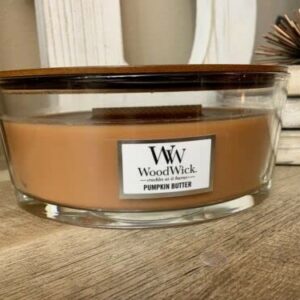 WoodWick Ellipse Scented Candle, Pumpkin Butter, 16oz | Up to 50 Hours Burn Time