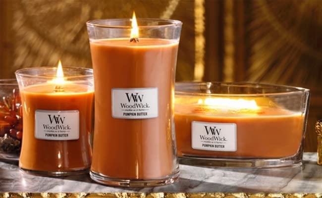 WoodWick Ellipse Scented Candle, Pumpkin Butter, 16oz | Up to 50 Hours Burn Time