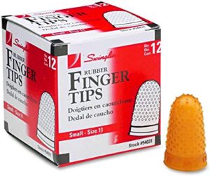 swingline 54031 rubber finger tips, small, 9/16-inch diameter, 12/bx, amber