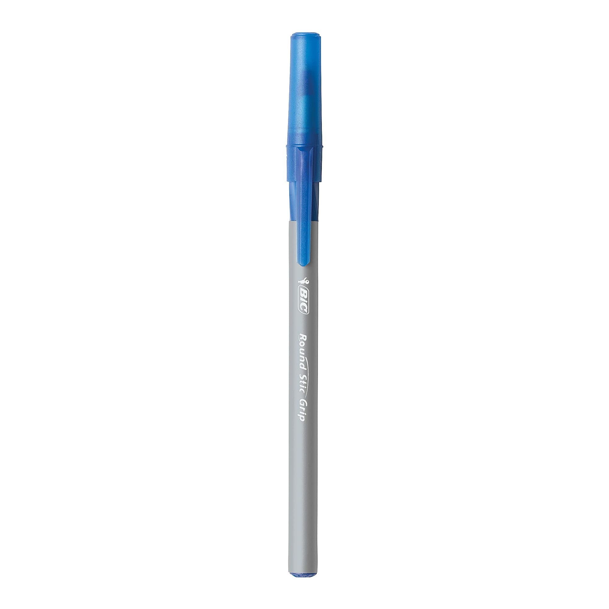 BIC Round Stic Grip Xtra Comfort Ballpoint Pen, Medium Point (1.2mm), Blue, 8-Count