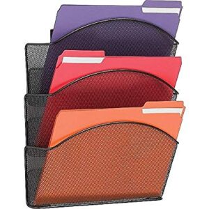 SAF5652BL - Safco Onyx Mesh Triple Letter Size Wall Pocket