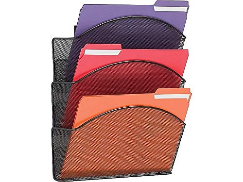 SAF5652BL - Safco Onyx Mesh Triple Letter Size Wall Pocket