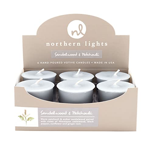 Northern Lights Candles Fragrance Palette Votive 6 Pieces per Box, Sandalwood and Patchouli