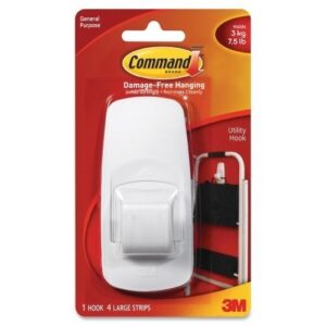 command jumbo hook with adhesive - 7.50 lb (3.40 kg) capacity - white