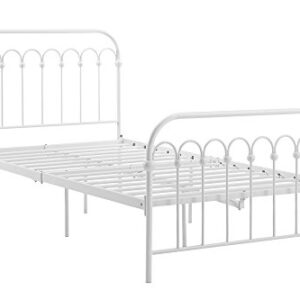 Novogratz Bright Pop Metal Bed, Adjustable Height for Underbed Storage (6.5" or 11"), Metal Slats Included, Twin, White