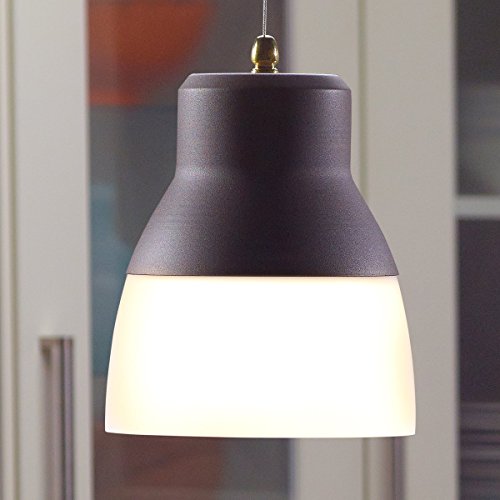 It's Exciting Lighting IEL-5891 Glass Pendant Bronze IR LED Light With Bronze Hardware And Frosted Glass Shade, Battery Operated With 24 Included LEDs