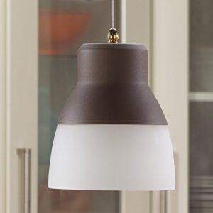 It's Exciting Lighting IEL-5891 Glass Pendant Bronze IR LED Light With Bronze Hardware And Frosted Glass Shade, Battery Operated With 24 Included LEDs