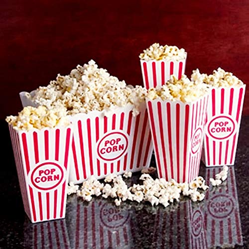 Adorox (Set of 4) Movie Theater Style Popcorn Containers Set (Reusable plastic)