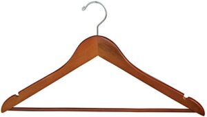 econoco commercial wishbone wooden hanger with satin chrome hook and wooden bar, 17", matte teak (pack of 100)