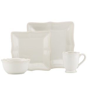 lenox white french perle bead square 4pc place setting, 6.90 lb