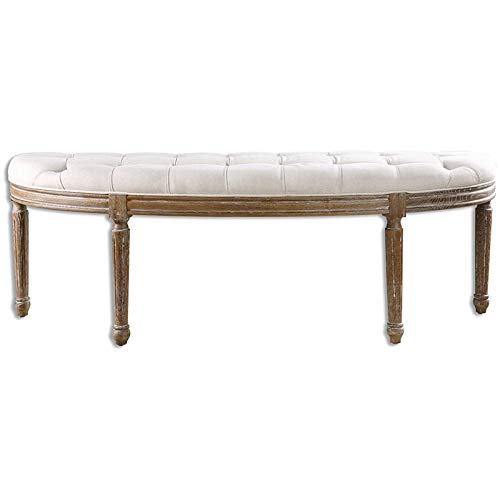 Uttermost Leggett White Button Tufted Accent Bench